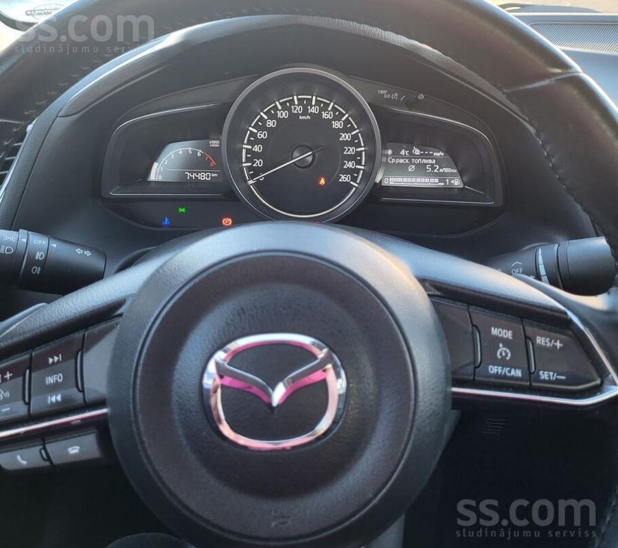 Black Mazda 3 2017 in Valka, with an engine capacity of 2.00 L and mileage of 74 thousand km for 11600 €, photo 6 on AUTOMOTO.COM.LV