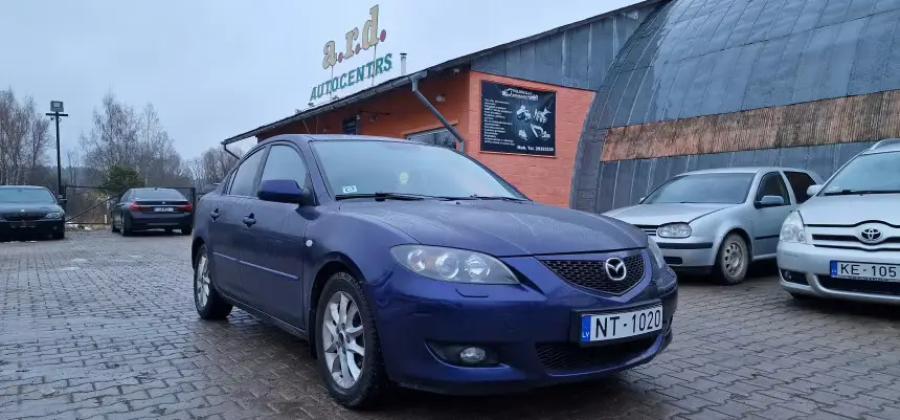 Blue Mazda 3 2005 in Valmiera, with an engine capacity of 1.60 L and mileage of 176 thousand km for 1150 €, photo 1 on AUTOMOTO.COM.LV