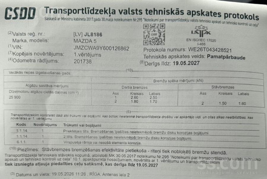 Melns Mazda 5 2013 Rīga, ar dzinēja tilpumu 1.60 L un nobraukumu 202 tūkst. km par 3500 €, foto 7 vietnē AUTOMOTO.COM.LV