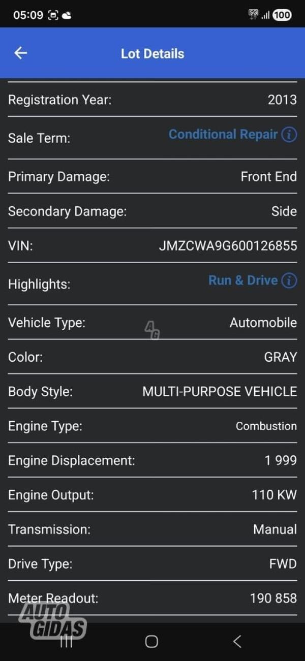 Mazda 5 2013 in Kaunas, with an engine capacity of 2.00 L and mileage of 190 thousand km for 1200 €, photo 3 on AUTOMOTO.COM.LV