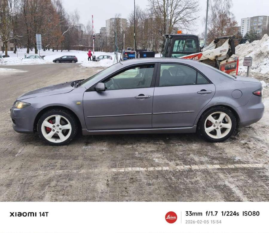 Pelēks Mazda 6 2008 Viļņa, ar dzinēja tilpumu 2.26 L un nobraukumu 93 tūkst. km par 1250 €, foto 4 vietnē AUTOMOTO.COM.LV