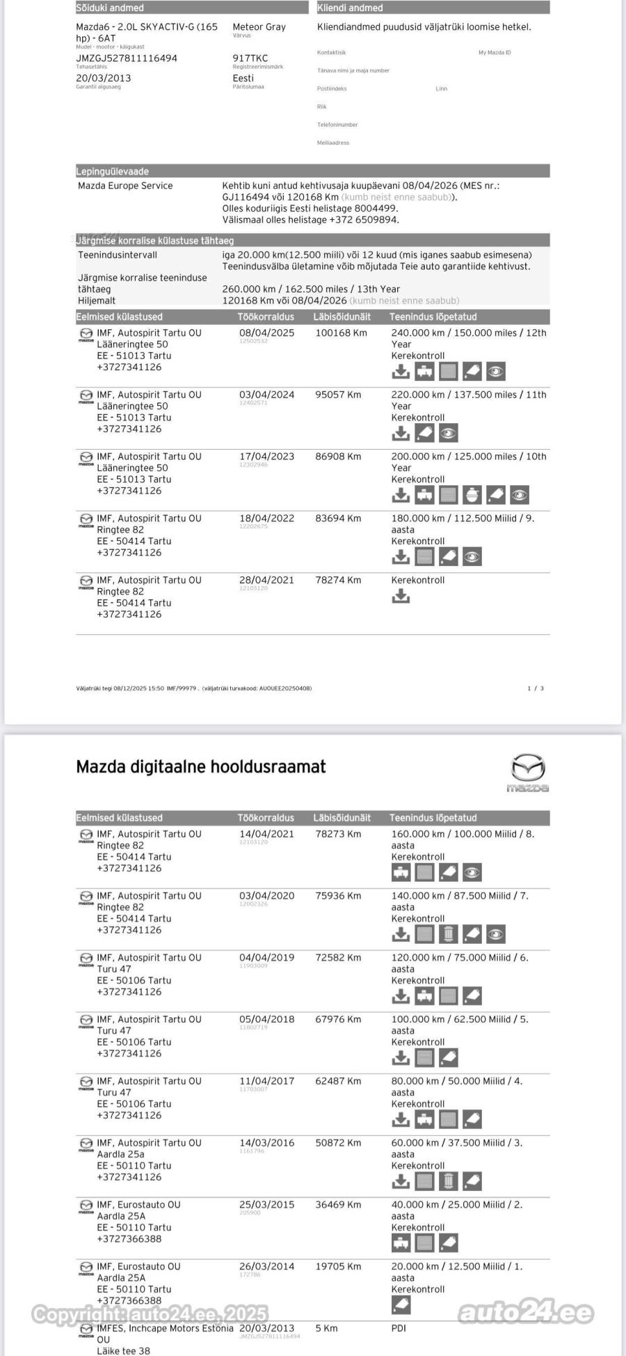 Серый Мазда 6 2013 в Таллин, объемом двигателя 2.00 л и пробегом 104 тыс. км за 9999 €, фото 15 на AUTOMOTO.COM.LV
