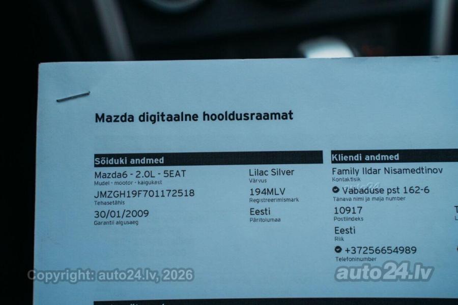 Pelēks Mazda 6 2009 Tallina, ar dzinēja tilpumu 2.00 L un nobraukumu 148 tūkst. km par 3990 €, foto 18 vietnē AUTOMOTO.COM.LV