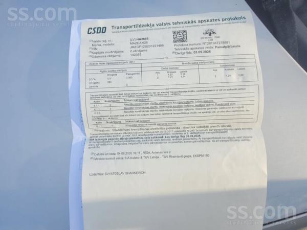 Серый Мазда 626 1999 в Рига, объемом двигателя 2.00 л и пробегом 198 тыс. км за 450 €, фото 3 на AUTOMOTO.COM.LV