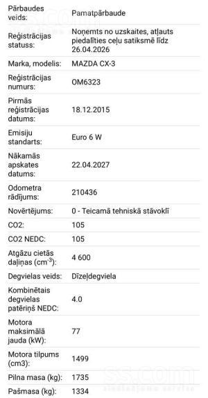 Черный Мазда СХ-3 2015 в Рига, объемом двигателя 1.50 л и пробегом 210 тыс. км за 9995 €, фото 32 на AUTOMOTO.COM.LV