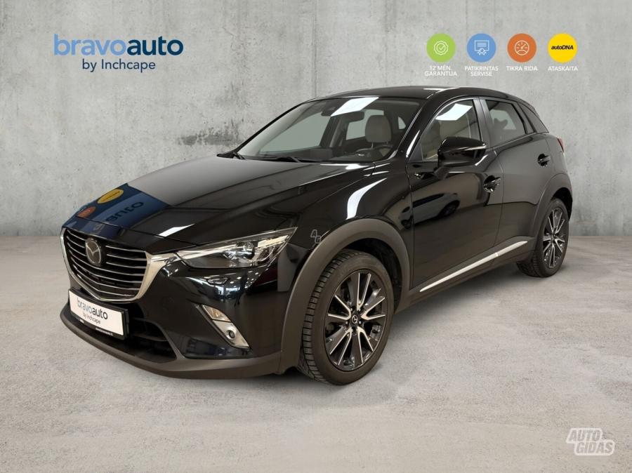 Black Mazda CX-3 2018 in Vilnius, with an engine capacity of 2.00 L and mileage of 74 thousand km for 17000 €, photo 1 on AUTOMOTO.COM.LV