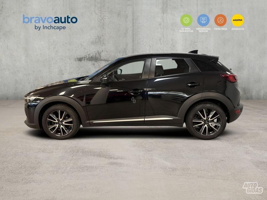 Black Mazda CX-3 2018 in Vilnius, with an engine capacity of 2.00 L and mileage of 74 thousand km for 17000 €, photo 3 on AUTOMOTO.COM.LV