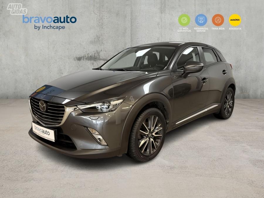 Grey Mazda CX-3 2018 in Vilnius, with an engine capacity of 2.00 L and mileage of 78 thousand km for 16550 €, photo 1 on AUTOMOTO.COM.LV