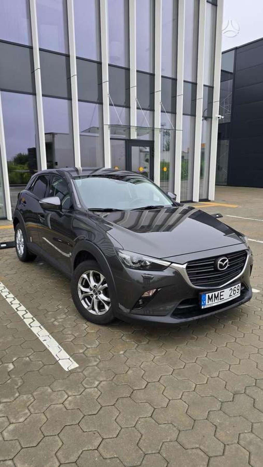 Pelēks Mazda CX-3 2019 Viļņa, ar dzinēja tilpumu 2.00 L un nobraukumu 48 tūkst. km par 15200 €, foto 1 vietnē AUTOMOTO.COM.LV
