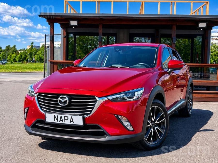Red Mazda CX-3 2016 in Riga, with an engine capacity of 1.50 L and mileage of 176 thousand km for 10450 €, photo 1 on AUTOMOTO.COM.LV