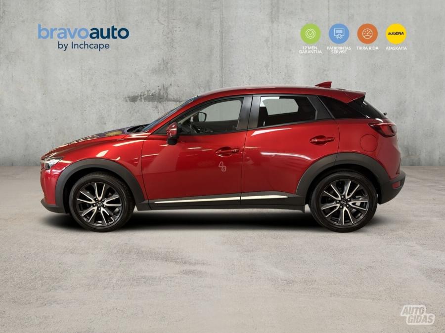 Red Mazda CX-3 2018 in Vilnius, with an engine capacity of 2.00 L and mileage of 62 thousand km for 17500 €, photo 3 on AUTOMOTO.COM.LV
