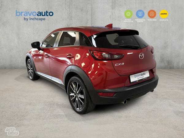 Red Mazda CX-3 2018 in Vilnius, with an engine capacity of 2.00 L and mileage of 62 thousand km for 17500 €, photo 3 on AUTOMOTO.COM.LV