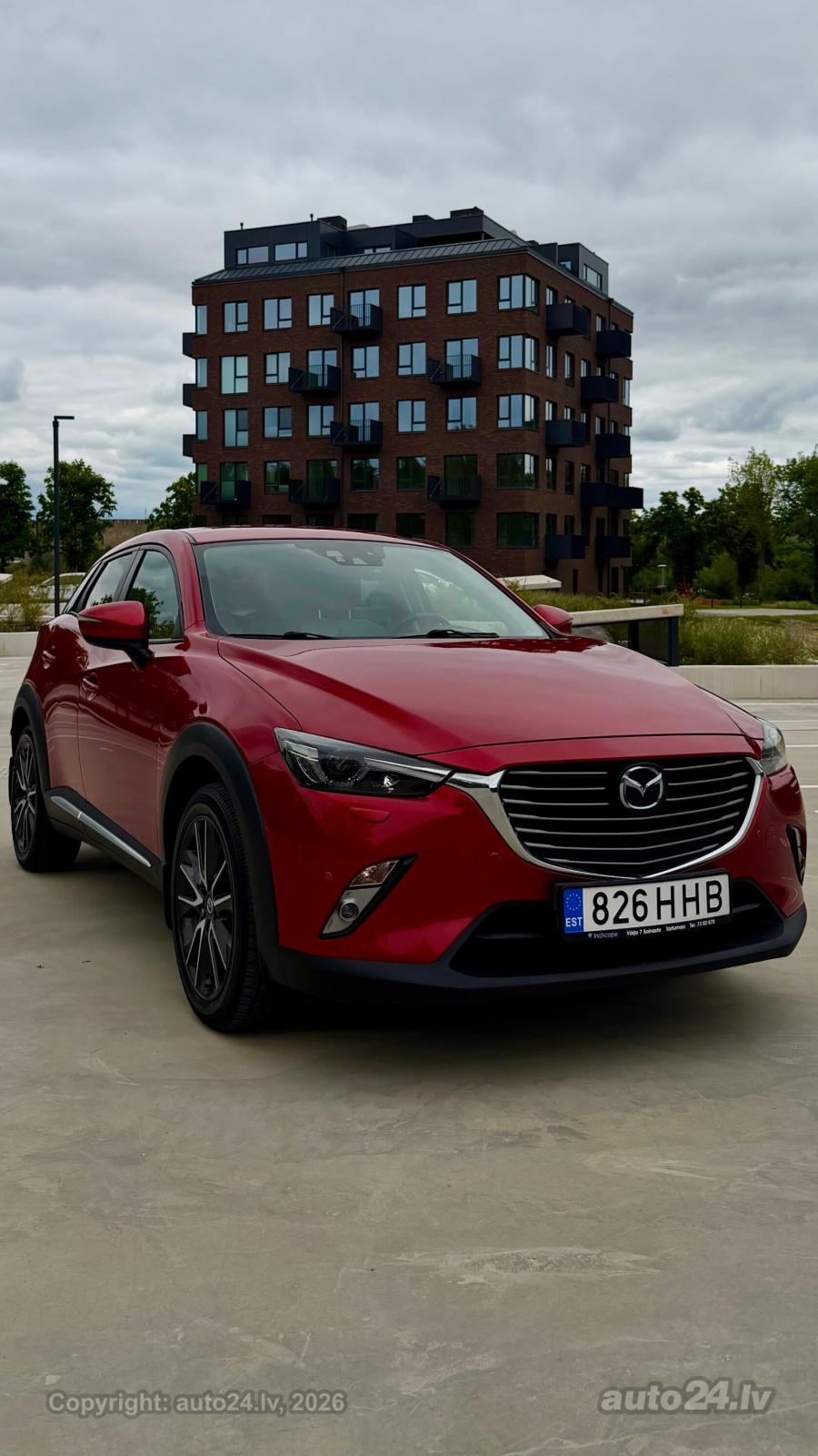 Sarkans Mazda CX-3 2015 Tallina, ar dzinēja tilpumu 2.00 L un nobraukumu 59 tūkst. km par 14500 €, foto 1 vietnē AUTOMOTO.COM.LV