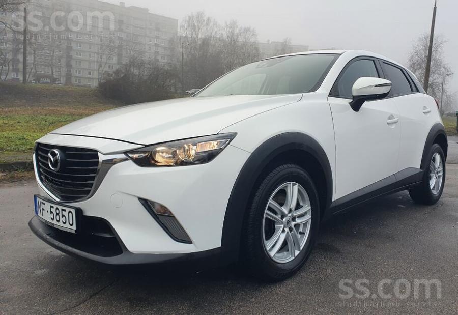 White Mazda CX-3 2015 in Riga, with an engine capacity of 1.50 L and mileage of 143 thousand km for 9300 €, photo 1 on AUTOMOTO.COM.LV