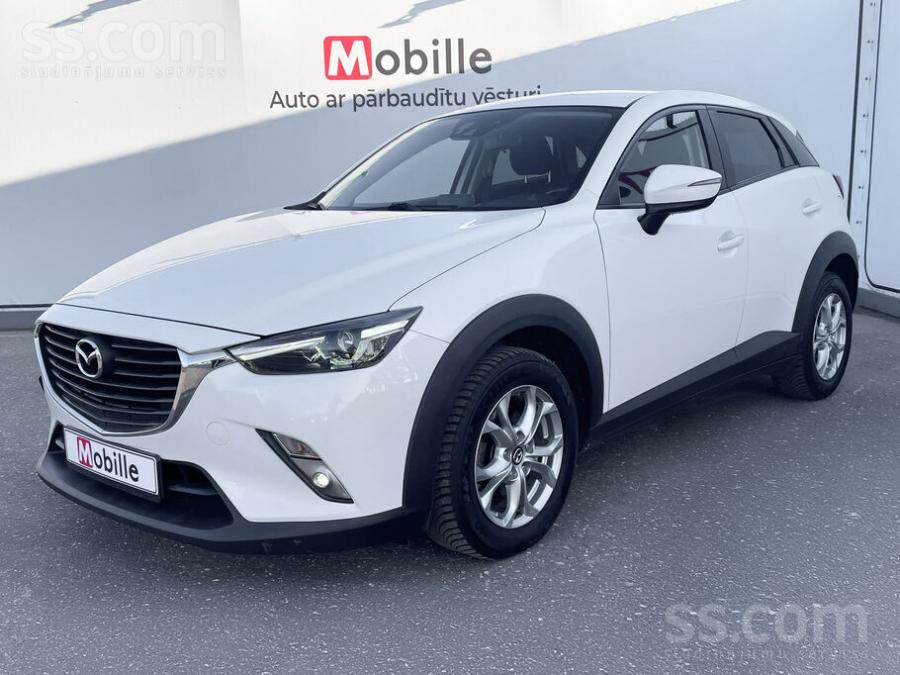 White Mazda CX-3 2016 in Riga, with an engine capacity of 1.50 L and mileage of 247 thousand km for 8350 €, photo 3 on AUTOMOTO.COM.LV