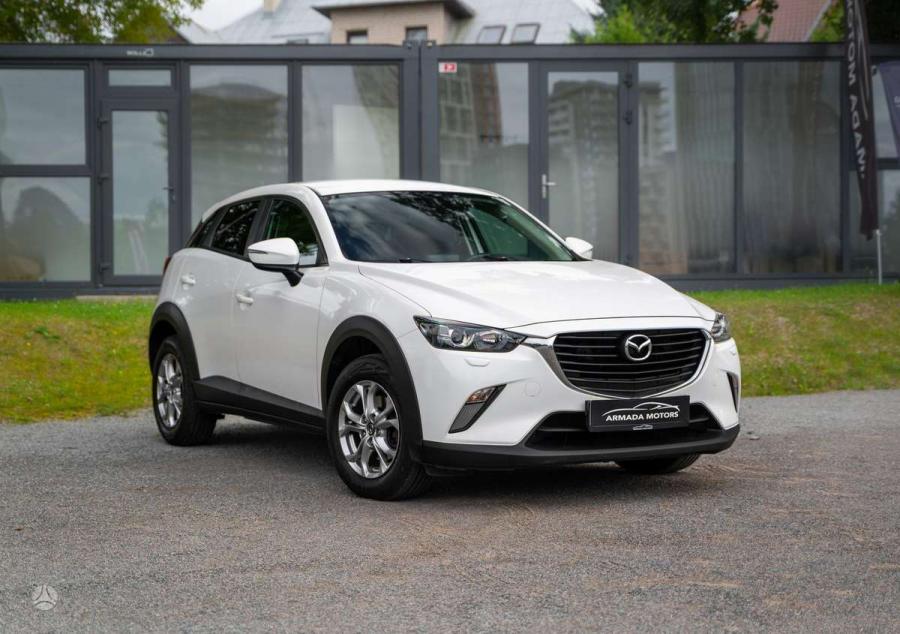 White Mazda CX-3 2017 in Vilnius, with an engine capacity of 2.00 L and mileage of 116 thousand km for 12900 €, photo 1 on AUTOMOTO.COM.LV