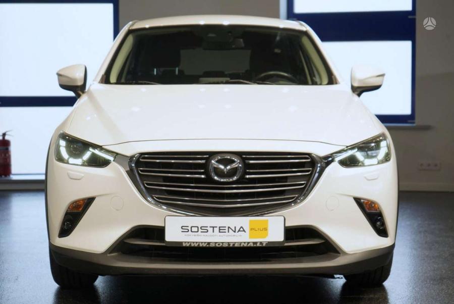 White Mazda CX-3 2018 in Vilnius, with an engine capacity of 2.00 L and mileage of 90 thousand km for 14900 €, photo 5 on AUTOMOTO.COM.LV