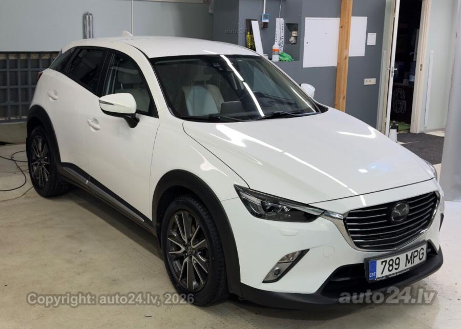White Mazda CX-3 2015 in Tallinn, with an engine capacity of 2.00 L and mileage of 85 thousand km for 13000 €, photo 2 on AUTOMOTO.COM.LV