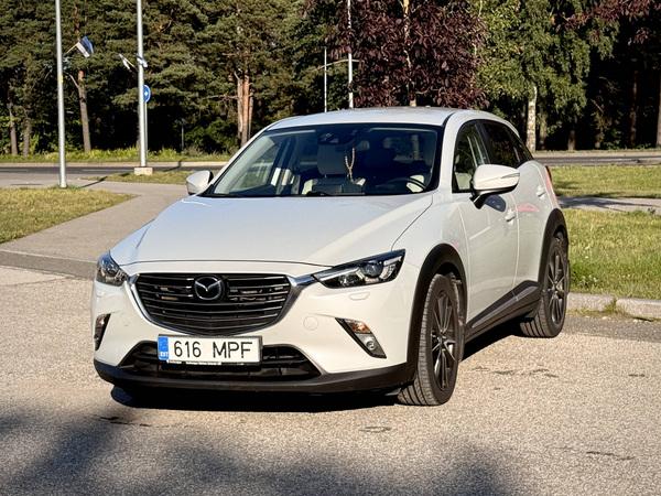 White Mazda CX-3 2015 in Tallinn, with an engine capacity of 2.00 L and mileage of 86 thousand km for 14000 €, photo 1 on AUTOMOTO.COM.LV
