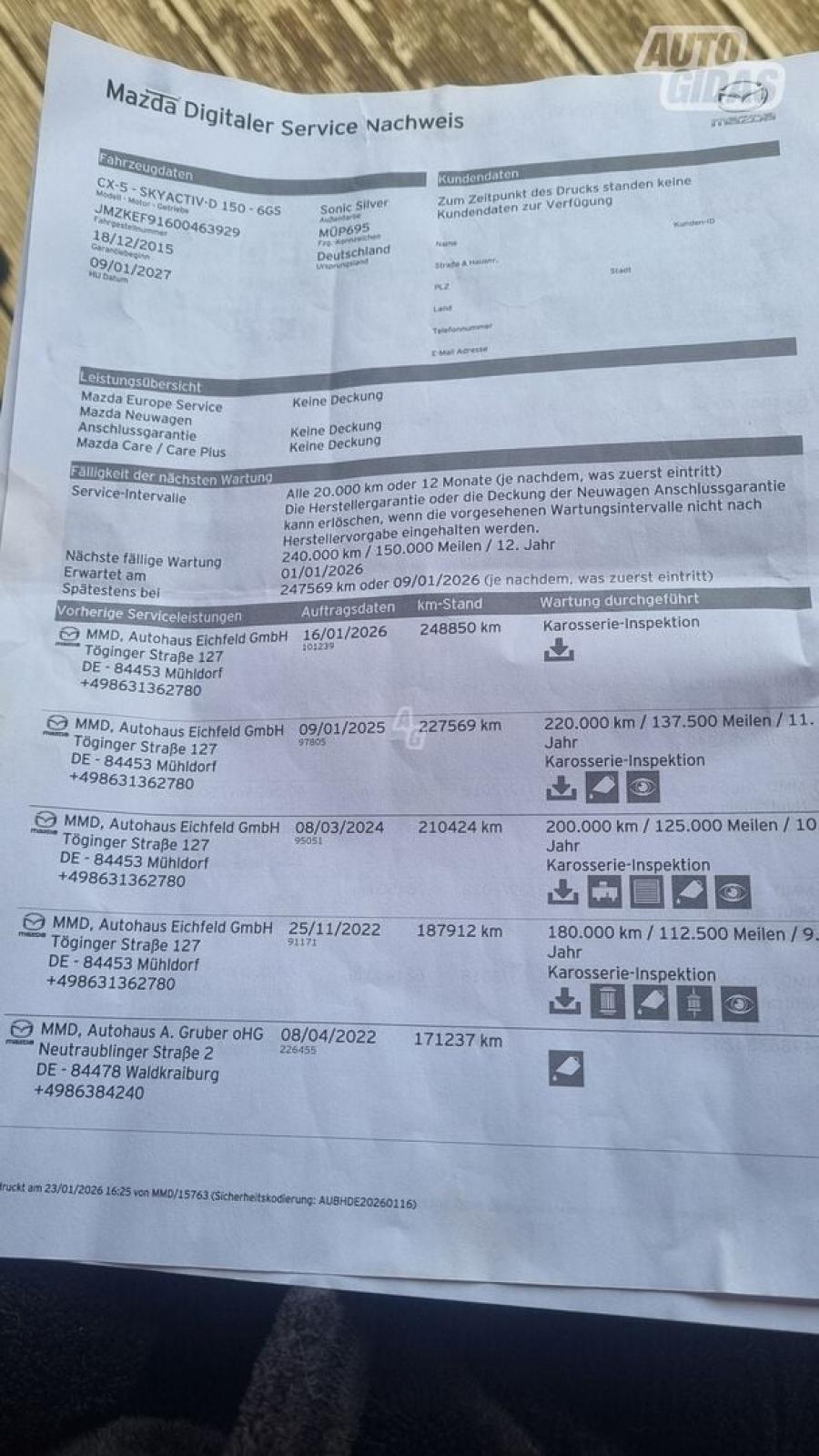 Мазда СХ-5 2016 в Паневежис, объемом двигателя 2.20 л и пробегом 260 тыс. км за 7450 €, фото 11 на AUTOMOTO.COM.LV