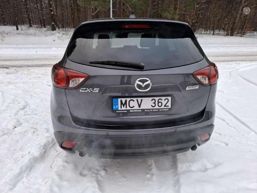 Pelēks Mazda CX-5 2015 Viļņa, ar dzinēja tilpumu 2.19 L un nobraukumu 221 tūkst. km par 7300 €, foto 4 vietnē AUTOMOTO.COM.LV