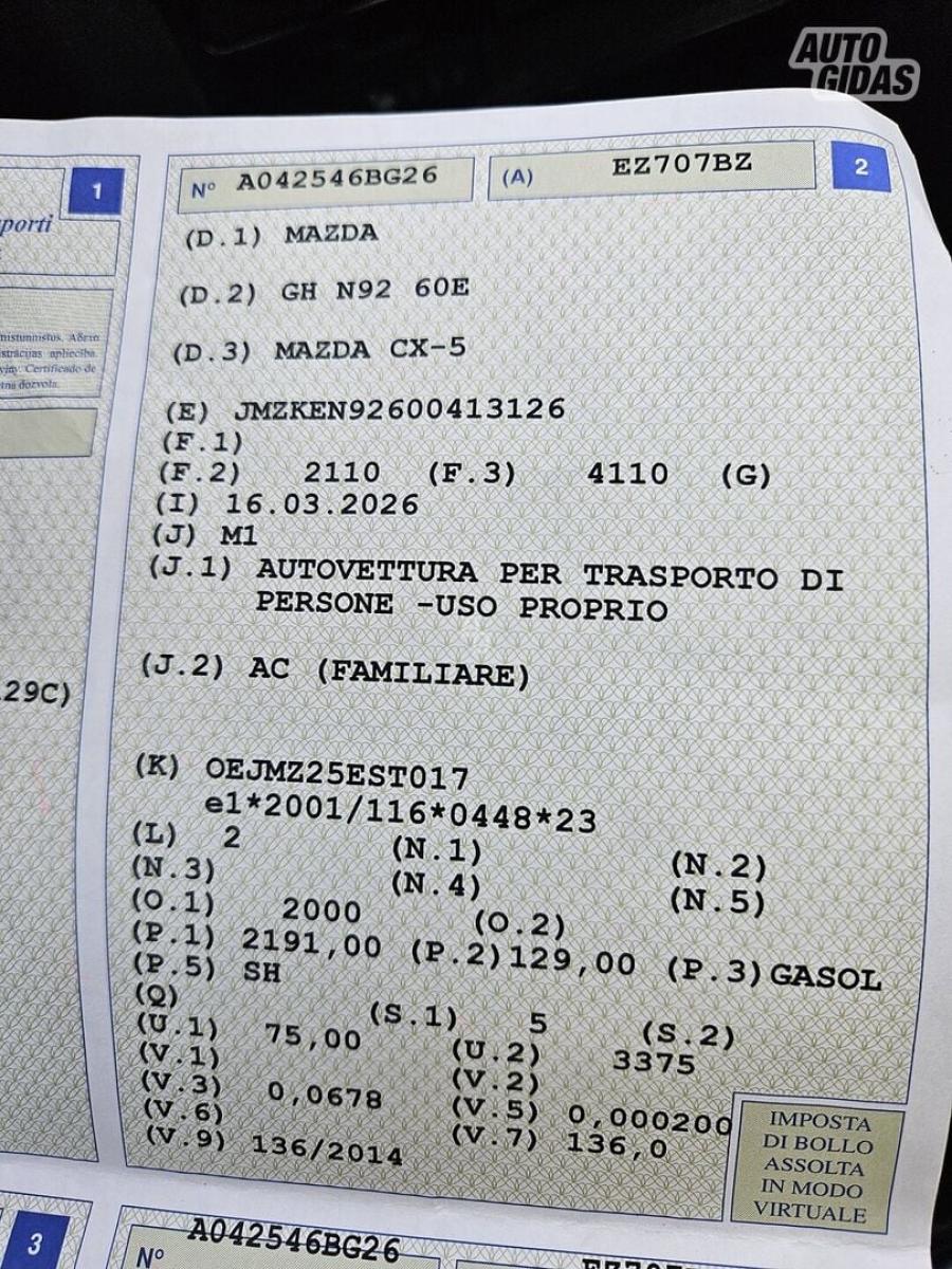 Серый Мазда СХ-5 2015 в Паневежис, объемом двигателя 2.20 л и пробегом 210 тыс. км за 6800 €, фото 10 на AUTOMOTO.COM.LV