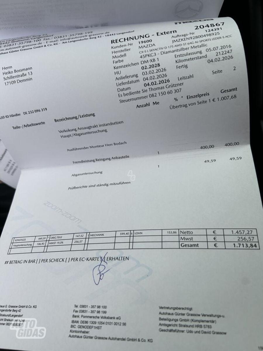 Pelēks Mazda CX-5 2016 Alīta, ar dzinēja tilpumu 2.20 L un nobraukumu 225 tūkst. km par 8900 €, foto 29 vietnē AUTOMOTO.COM.LV
