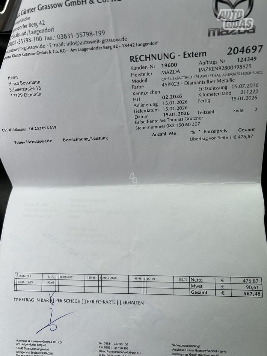 Pelēks Mazda CX-5 2016 Alīta, ar dzinēja tilpumu 2.20 L un nobraukumu 225 tūkst. km par 8900 €, foto 31 vietnē AUTOMOTO.COM.LV