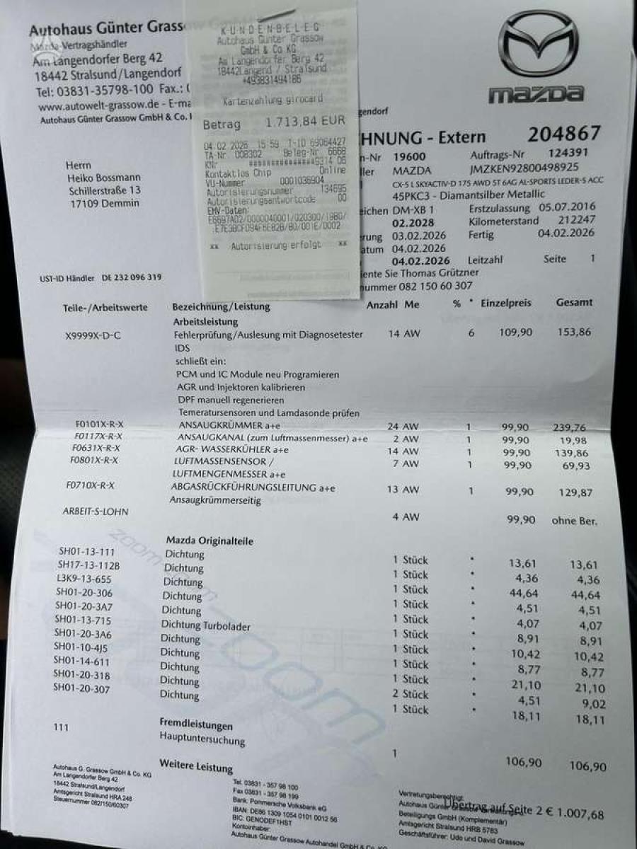 Серый Мазда СХ-5 2016 в Алитус, объемом двигателя 2.19 л и пробегом 225 тыс. км за 8900 €, фото 28 на AUTOMOTO.COM.LV