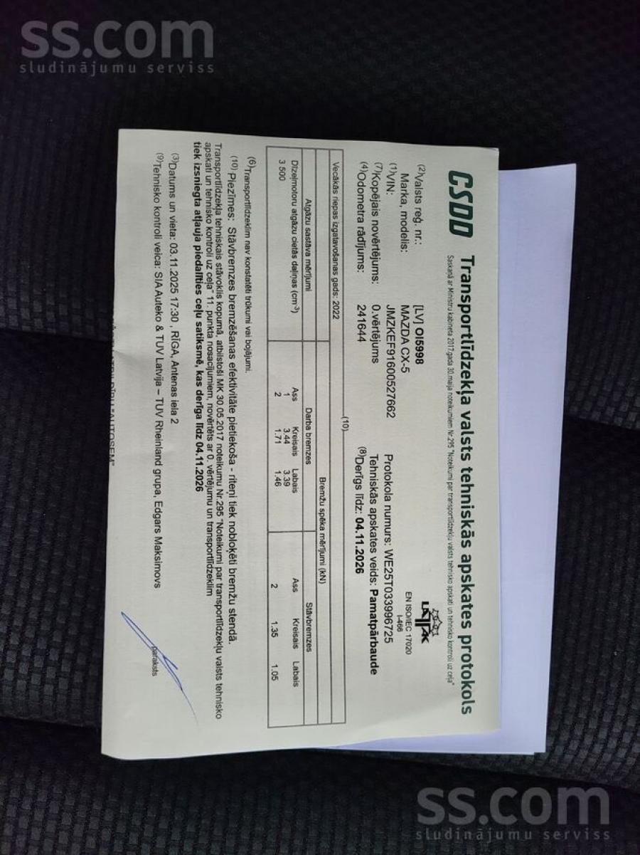 Grey Mazda CX-5 2017 in Riga, with an engine capacity of 2.20 L and mileage of 0 thousand km for 8000 €, photo 24 on AUTOMOTO.COM.LV