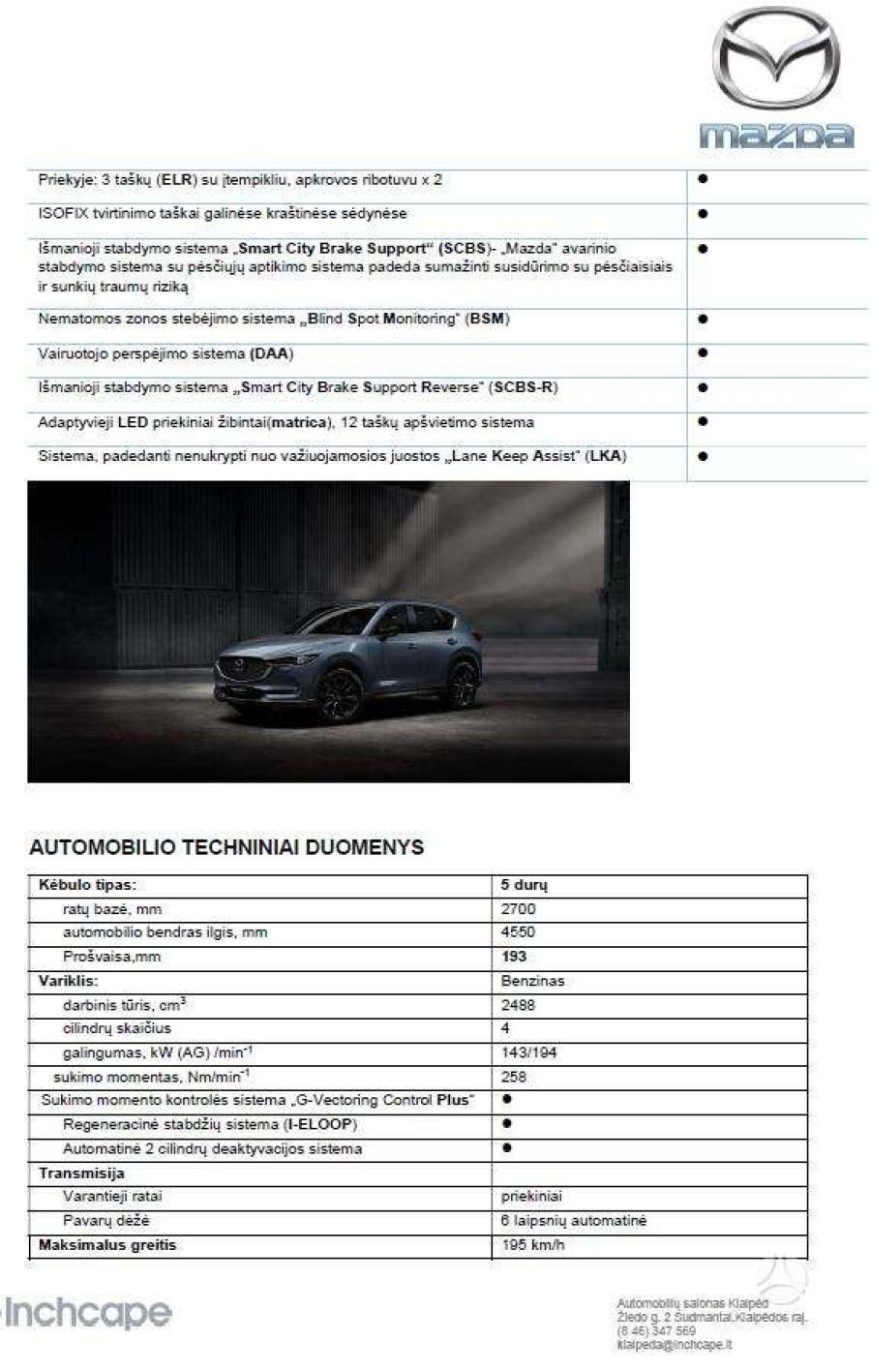Grey Mazda CX-5 2021 in Klaipeda, with an engine capacity of 2.49 L and mileage of 69 thousand km for 26000 €, photo 14 on AUTOMOTO.COM.LV