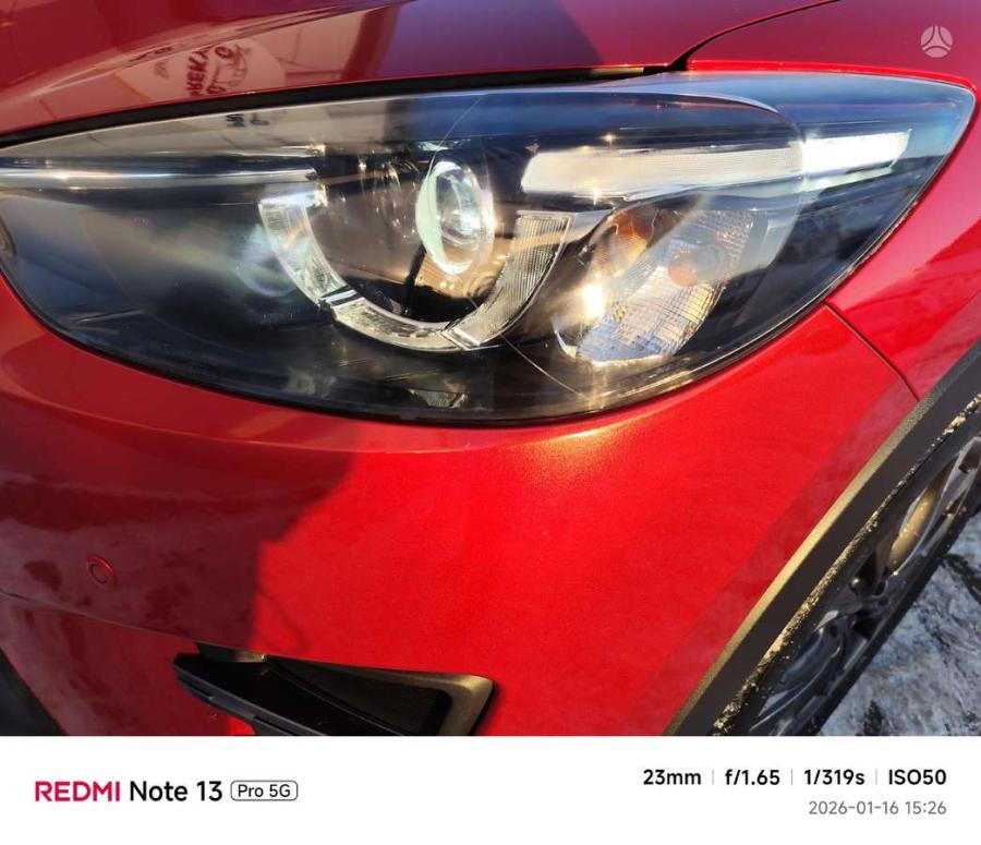 Sarkans Mazda CX-5 2016 Kauņa, ar dzinēja tilpumu 2.20 L un nobraukumu 213 tūkst. km par 9950 €, foto 5 vietnē AUTOMOTO.COM.LV