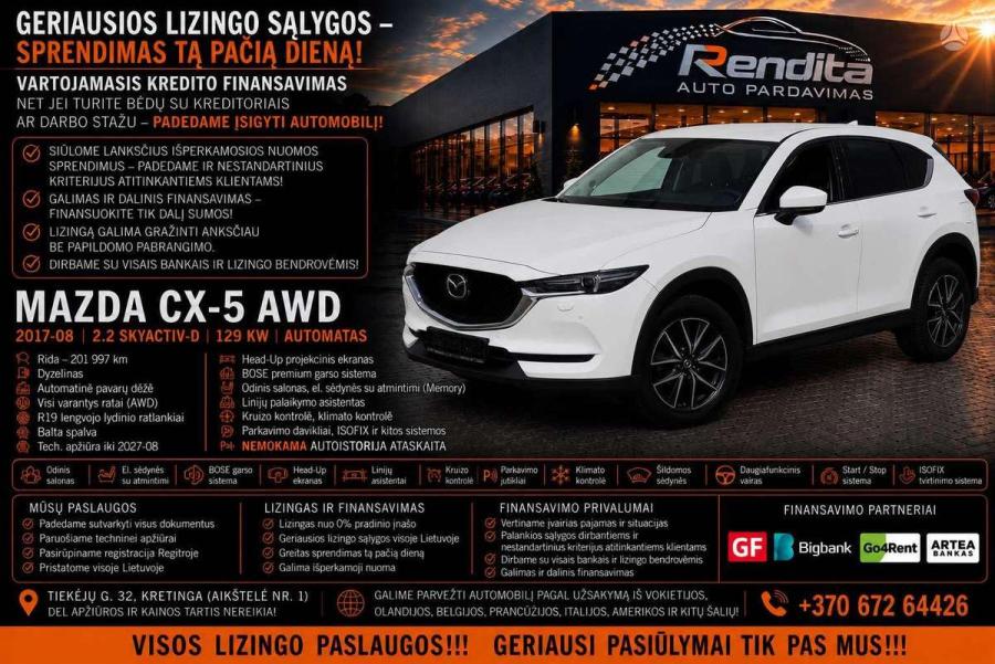 White Mazda CX-5 2017 in Kretinga, with an engine capacity of 2.19 L and mileage of 202 thousand km for 12799 €, photo 42 on AUTOMOTO.COM.LV
