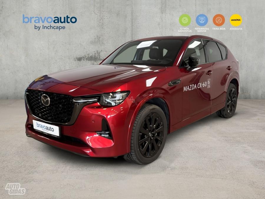 Sarkans Mazda CX-60 2025 Viļņa, ar dzinēja tilpumu 3.30 L un nobraukumu 16 tūkst. km par 47500 €, foto 1 vietnē AUTOMOTO.COM.LV