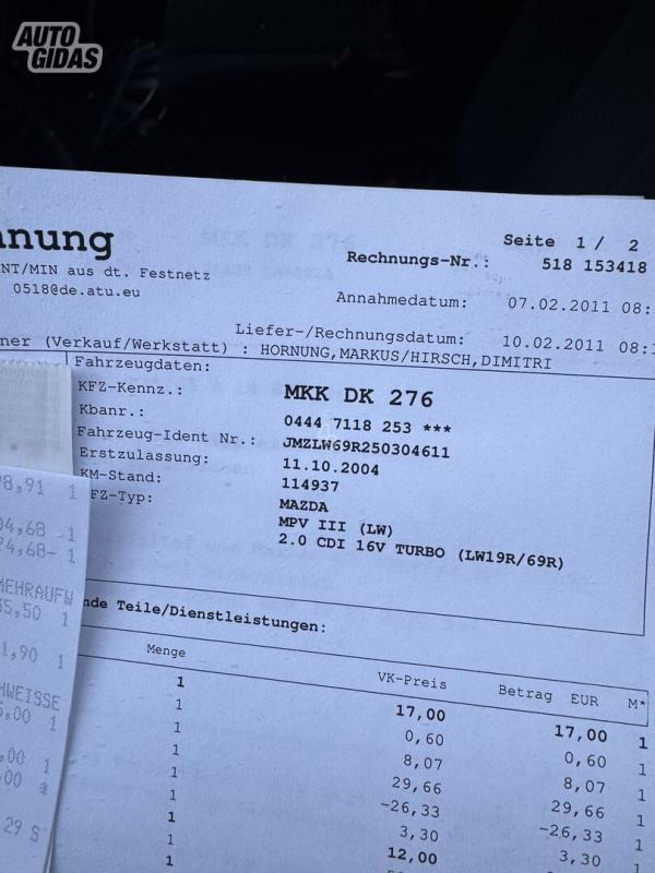 Мазда МПВ 2004 в Вилкавишкис, объемом двигателя 2.00 л и пробегом 250 тыс. км за 650 €, фото 9 на AUTOMOTO.COM.LV