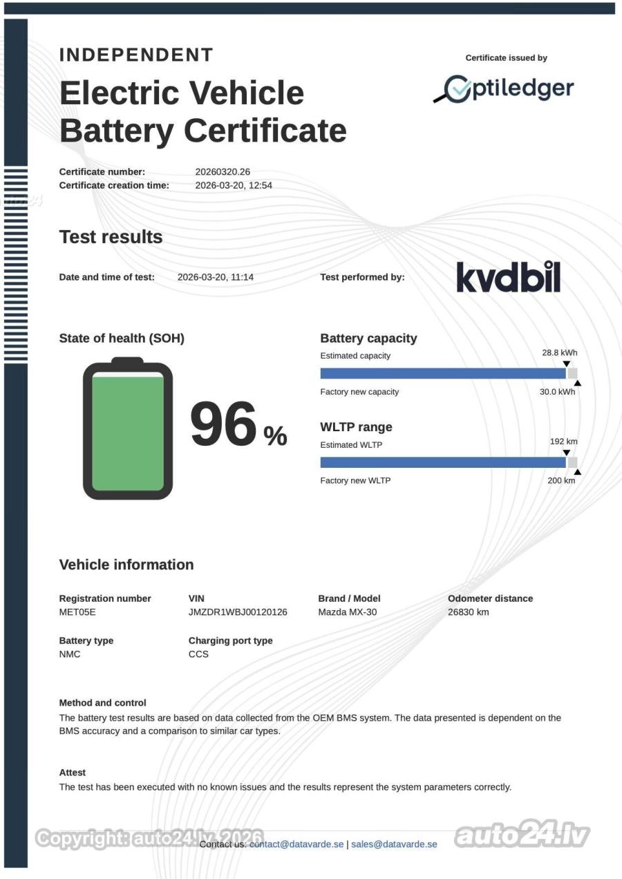 Белый Мазда MX-30 2021 в Таллин, объемом двигателя 0.00 л и пробегом 27 тыс. км за 15399 €, фото 21 на AUTOMOTO.COM.LV