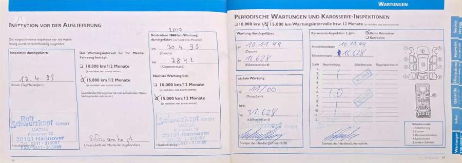 Зеленый Мазда МХ-5 1999 в Мариямполе, объемом двигателя 1.60 л и пробегом 239 тыс. км за 3800 €, фото 18 на AUTOMOTO.COM.LV
