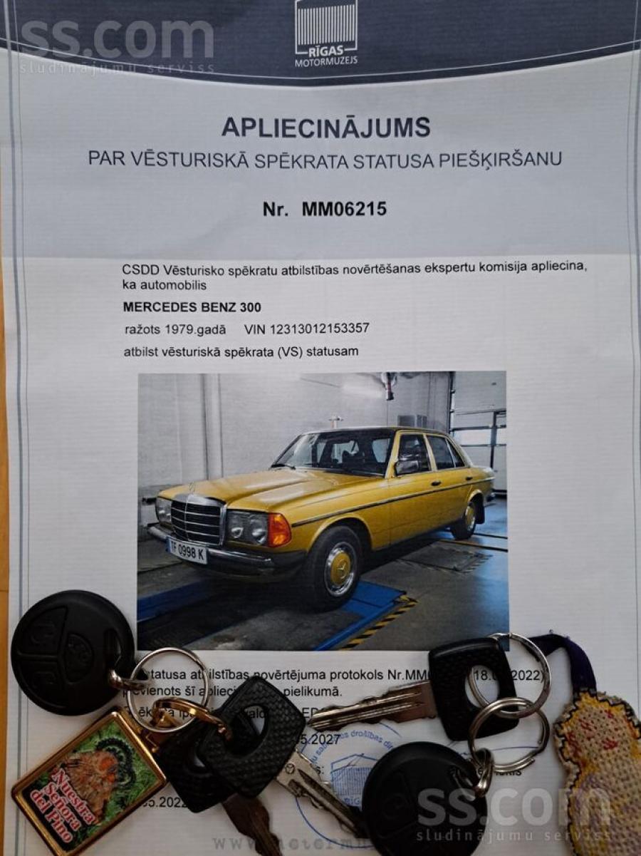 Желтый Мерседес 300 1979 в Рига, объемом двигателя 3.00 л и пробегом 54 тыс. км за 15000 €, фото 19 на AUTOMOTO.COM.LV