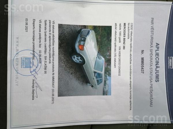 Зеленый Мерседес 380 1983 в Огре, объемом двигателя 3.80 л и пробегом 268 тыс. км за 7000 €, фото 9 на AUTOMOTO.COM.LV