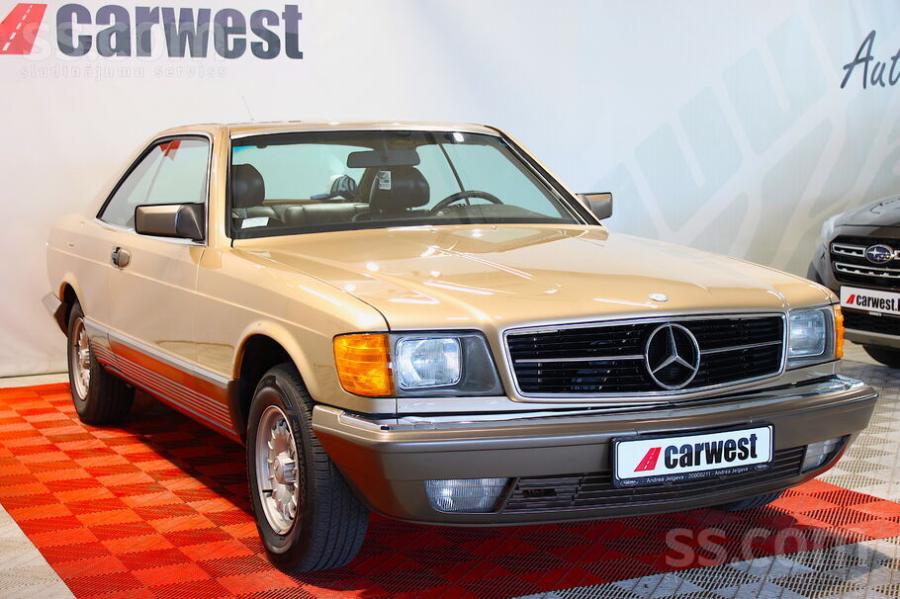 Yellow Mercedes-Benz 500 1985 in Riga, with an engine capacity of 5.00 L and mileage of 85 thousand km for 43000 €, photo 4 on AUTOMOTO.COM.LV