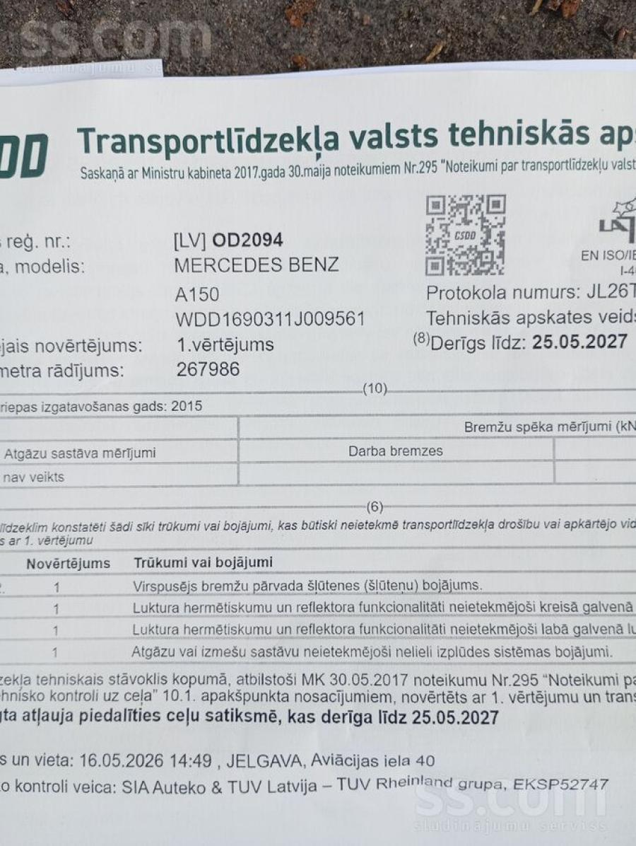 Mercedes-Benz A 150 2004 in Jelgava, with an engine capacity of 1.50 L and mileage of 268 thousand km for 2650 €, photo 21 on AUTOMOTO.COM.LV