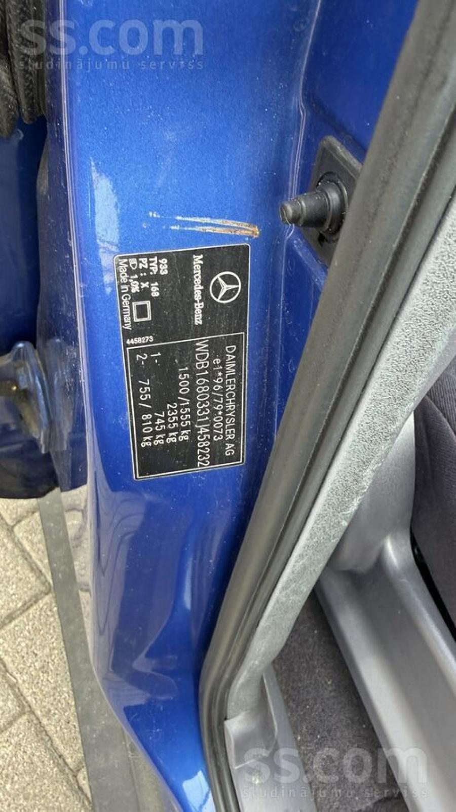 Zils Mercedes-Benz A 160 2000 Jūrmala, ar dzinēja tilpumu 1.60 L un nobraukumu 0 tūkst. km par 550 €, foto 11 vietnē AUTOMOTO.COM.LV