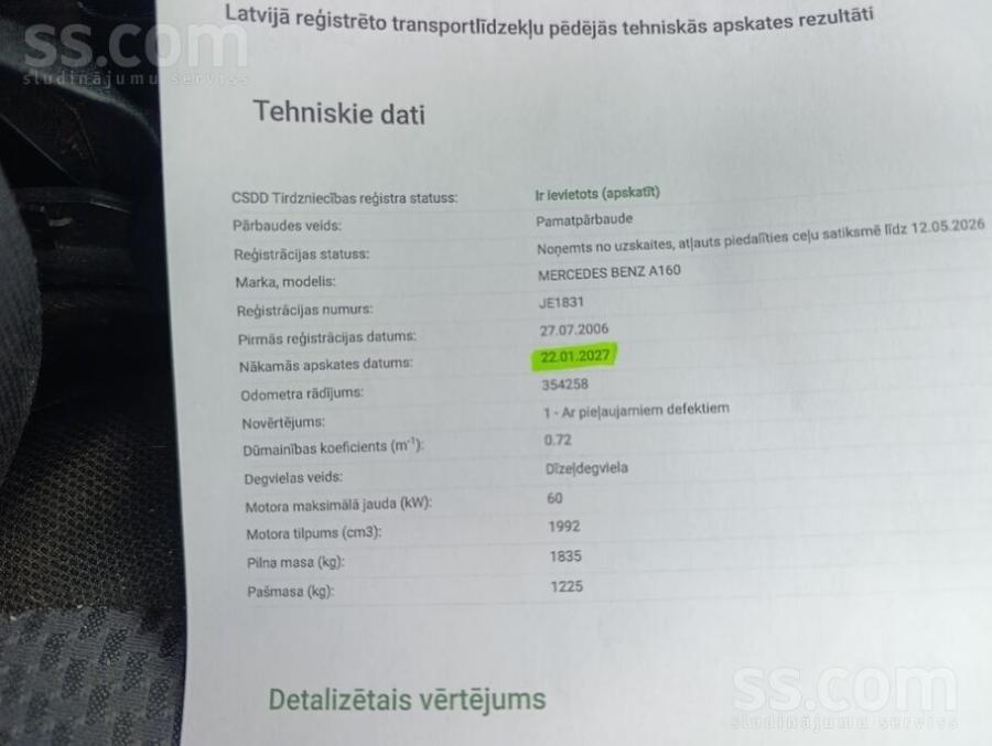 Мерседес А 160 2006 в Резекне, объемом двигателя 2.00 л и пробегом 356 тыс. км за 1550 €, фото 23 на AUTOMOTO.COM.LV