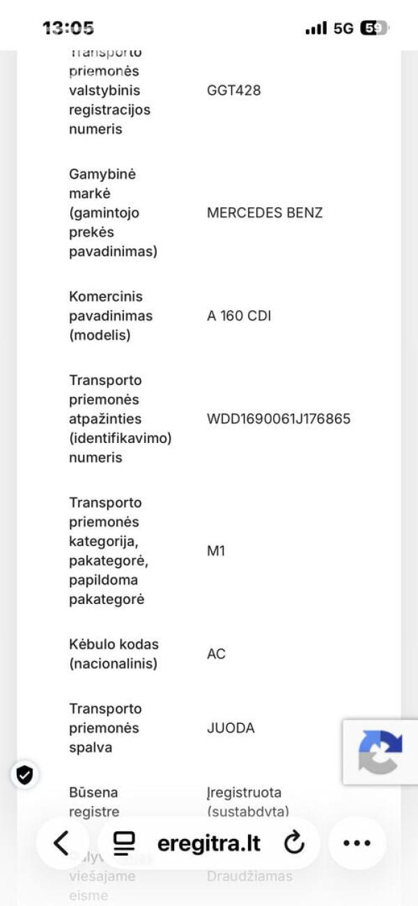 Mercedes-Benz A 160 2006 Šauļi, ar dzinēja tilpumu 2.00 L un nobraukumu 0 tūkst. km par 229 €, foto 10 vietnē AUTOMOTO.COM.LV