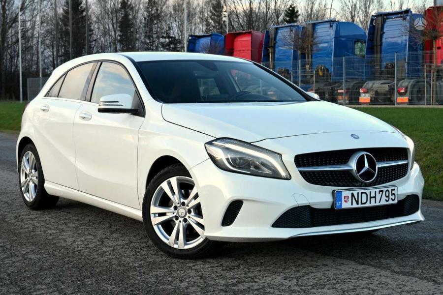 White Mercedes-Benz A 160 2017 in Kretinga, with an engine capacity of 1.60 L and mileage of 43 thousand km for 15999 €, photo 1 on AUTOMOTO.COM.LV