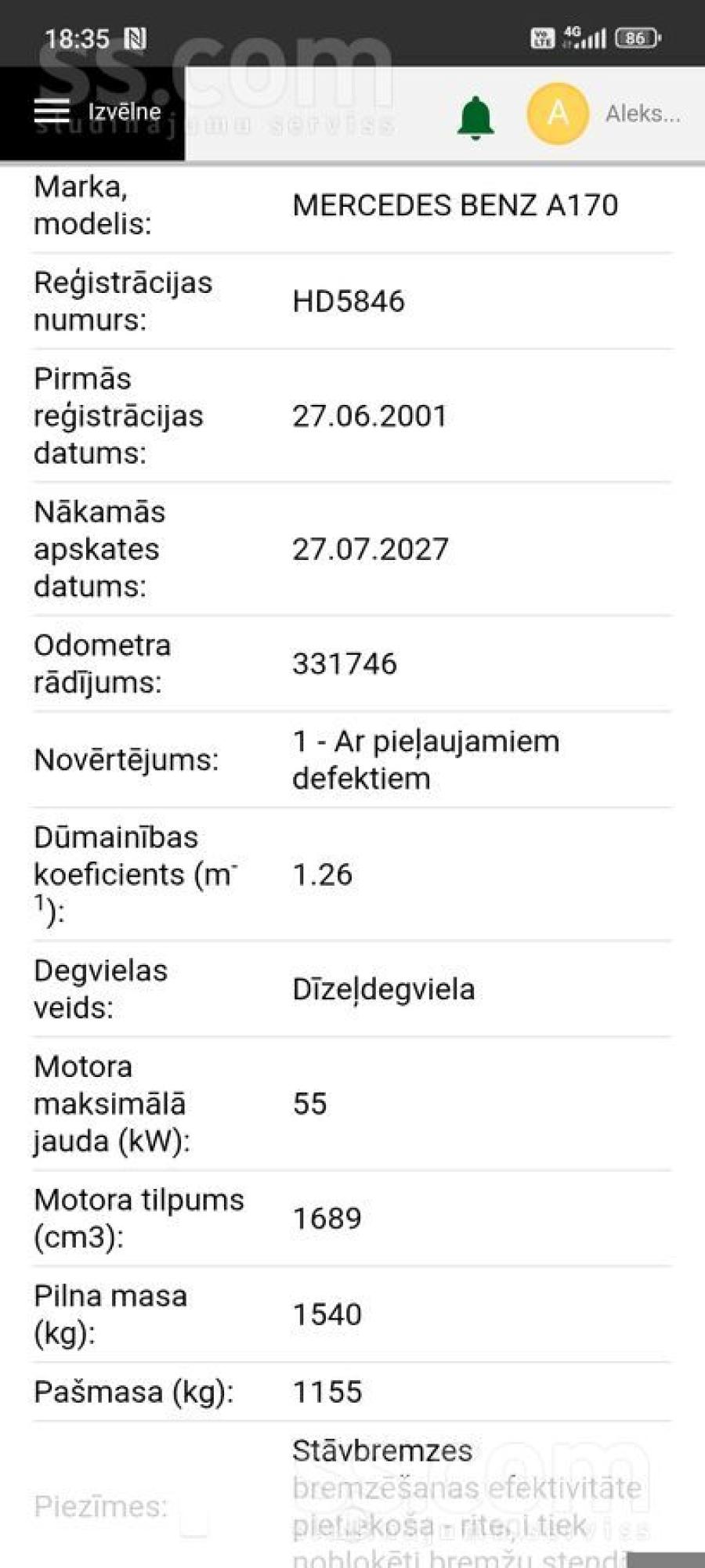 Melns Mercedes-Benz A 170 2001 Daugavpils, ar dzinēja tilpumu 1.70 L un nobraukumu 333 tūkst. km par 750 €, foto 20 vietnē AUTOMOTO.COM.LV