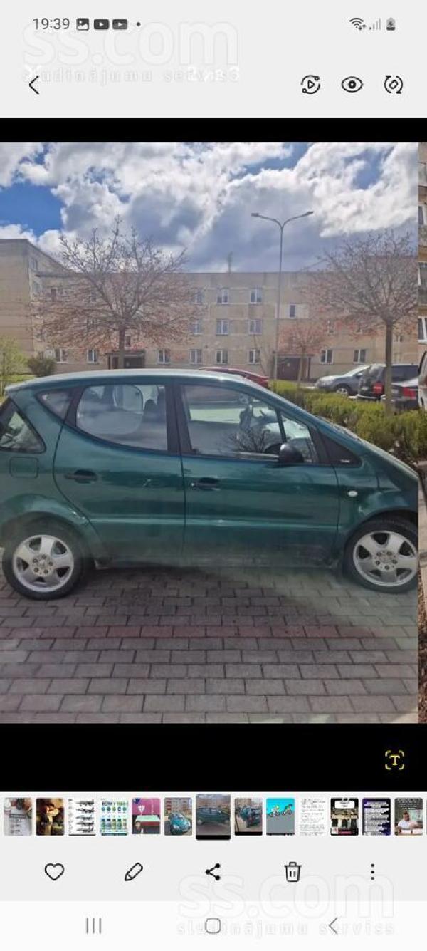 Green Mercedes-Benz A 170 2000 in Riga, with an engine capacity of 1.70 L and mileage of 0 thousand km for 250 €, photo 1 on AUTOMOTO.COM.LV