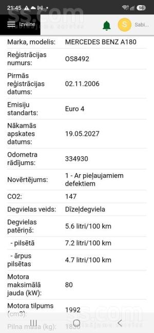 Черный Мерседес А 180 2006 в Рига, объемом двигателя 2.00 л и пробегом 0 тыс. км за 1350 €, фото 12 на AUTOMOTO.COM.LV