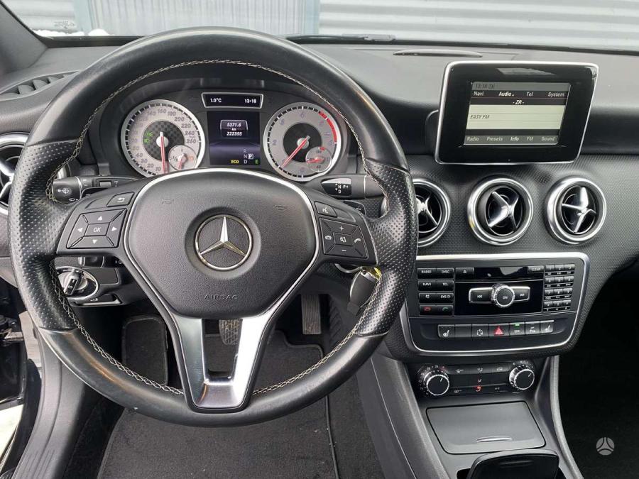 Melns Mercedes-Benz A 180 2014 Tauragė, ar dzinēja tilpumu 1.50 L un nobraukumu 222 tūkst. km par 8400 €, foto 13 vietnē AUTOMOTO.COM.LV