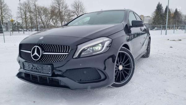 Black Mercedes-Benz A 180 2017 in Siauliai, with an engine capacity of 1.46 L and mileage of 107 thousand km for 12200 €, photo 1 on AUTOMOTO.COM.LV